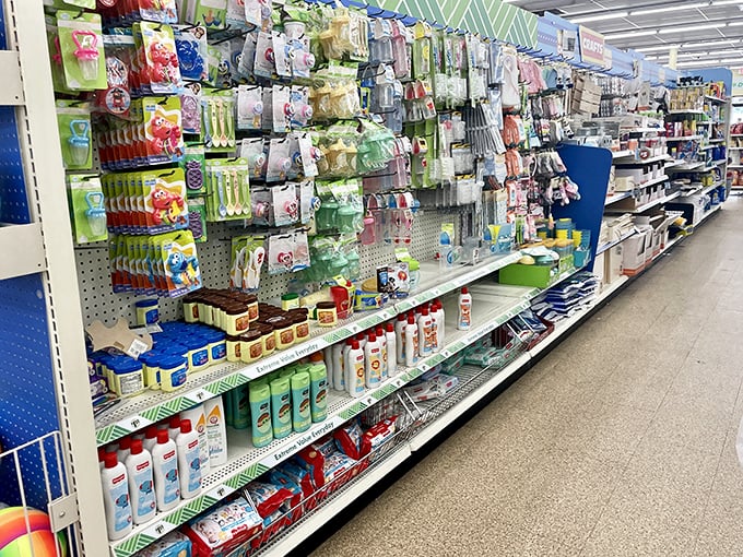 Baby products and personal care items line the shelves, proving parenting and hygiene don't have to break the bank.