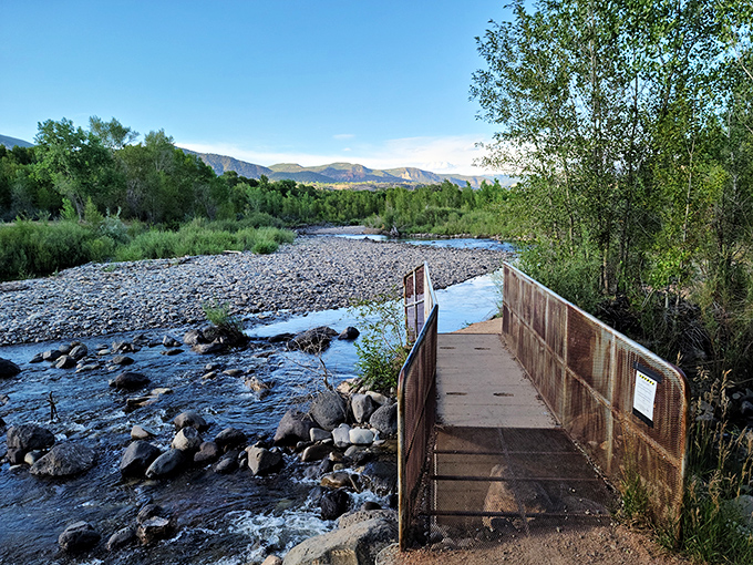 The North Fork of the Gunnison River doesn't rush through town—it meanders, as if it too has adopted Paonia's unhurried philosophy.