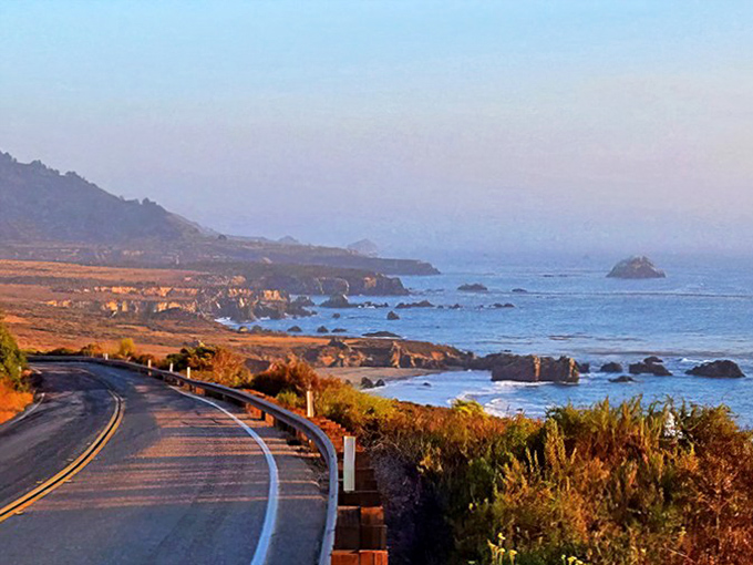 Golden hour transforms the coastline into a scene worthy of a classic film. Hitchcock could have shot a masterpiece here&mdash;minus the terror.