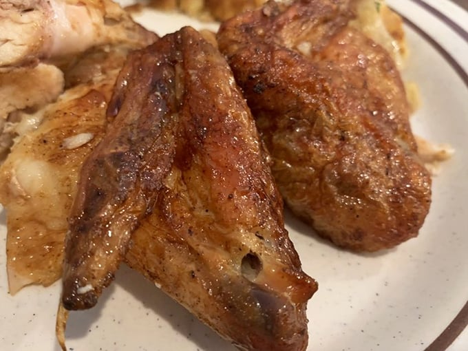 Chicken that's clearly been introduced to seasoning before cooking, not just waved at it from across the room. Paired with sides that aren't afterthoughts.