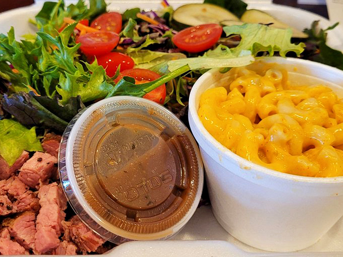 A salad at a BBQ joint? Yes, when it comes with tri-tip this good. Consider it a balanced diet&mdash;meat balanced with more deliciousness.