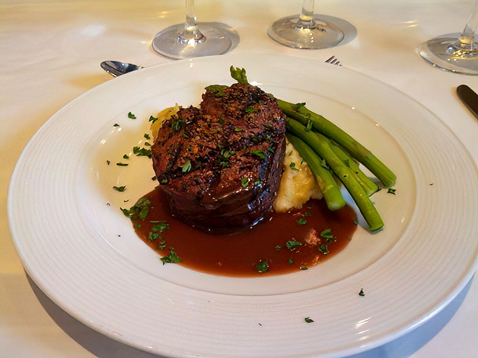 Steak and asparagus&mdash;a classic pairing that's outlasted most Hollywood marriages. The caramelized onions add a sweet note to this savory symphony.