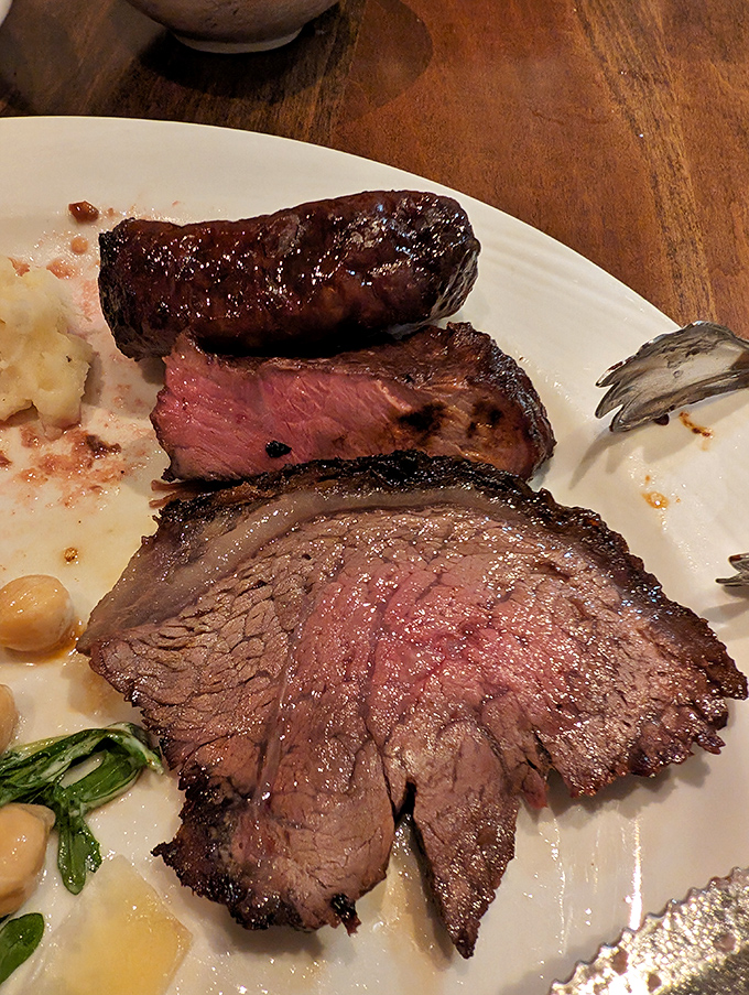 The holy trinity of beef cuts on one plate. If Michelangelo sculpted meat instead of marble, this is what he would have created.