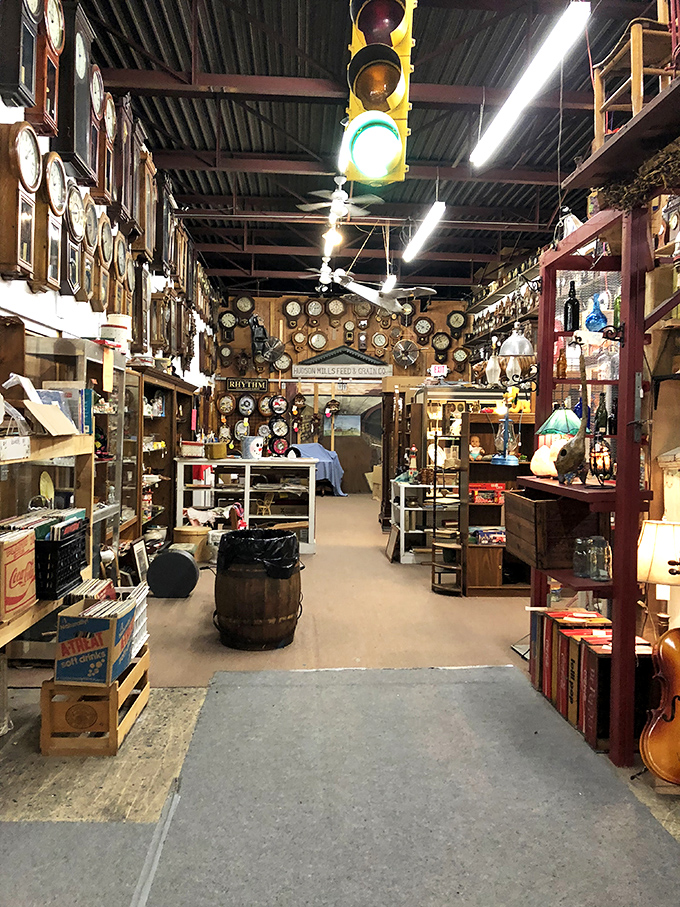 The clock section—where time literally stands still while you lose track of hours browsing through history's timekeepers.