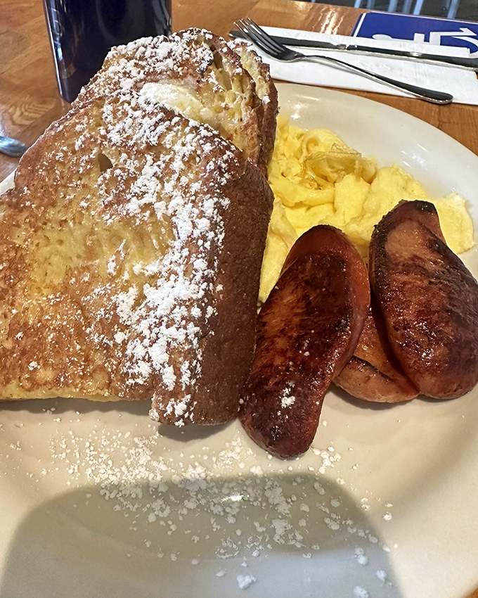 Hawaiian French toast with Portuguese sausage &ndash; a breakfast alliance so perfect it deserves its own peace treaty.