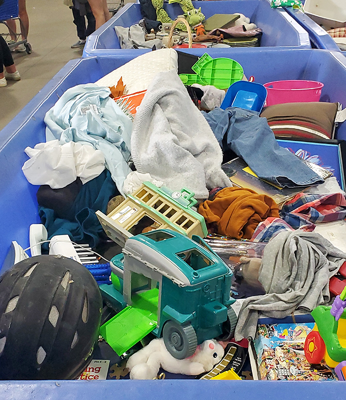 Layer upon colorful layer of textile potential&mdash;where last season's fleece, forgotten Halloween costumes, and designer castoffs commingle in democratic disorder.