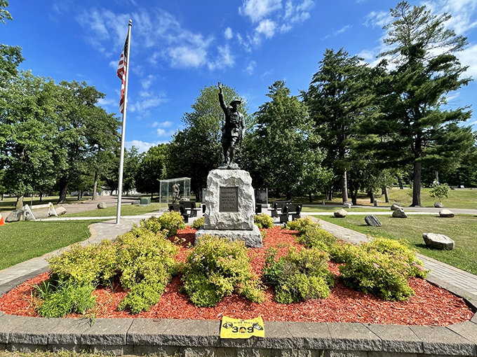 The veteran's memorial stands as a dignified tribute, meticulously maintained with the kind of care that speaks volumes about Ladysmith's values and priorities.