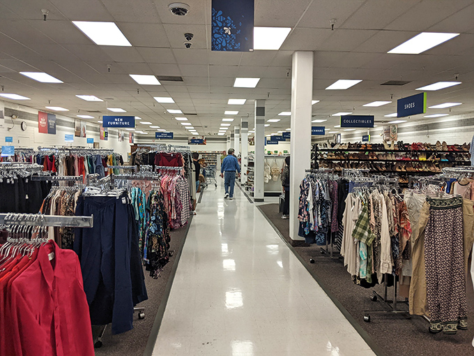 Wide aisles and clear signage make navigating this thrifter's paradise a breeze&mdash;unlike my aunt's garage sale where everything's labeled "make an offer."