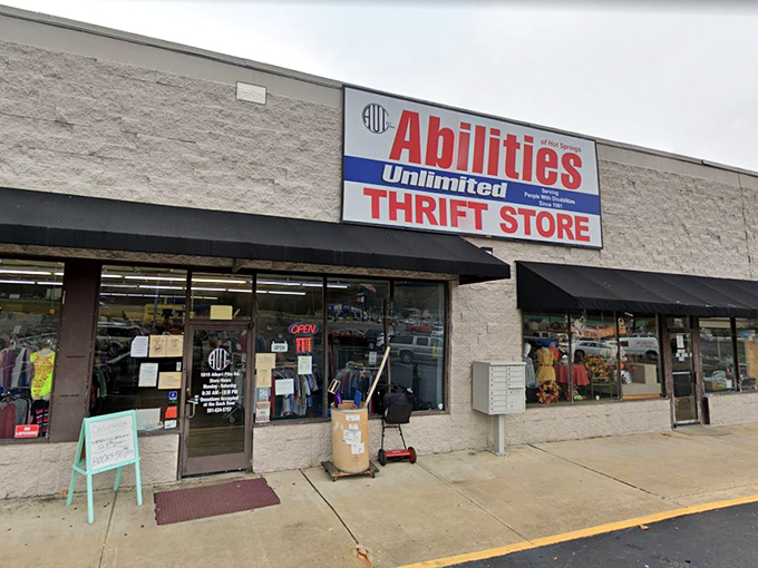 Abilities Unlimited announces itself with no-nonsense signage—the treasures inside speak for themselves.