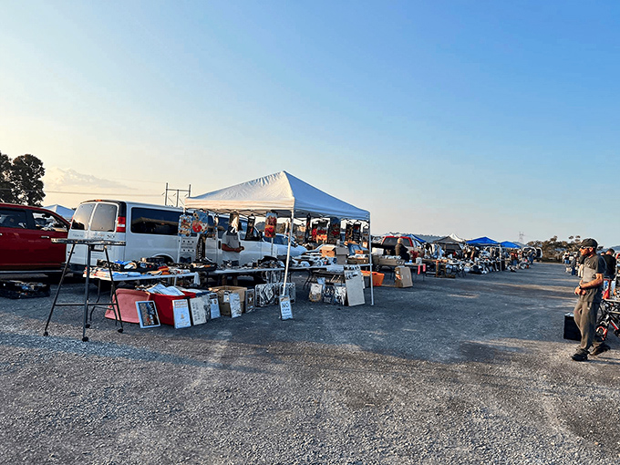 Dawn of the deals! Early morning flea markets have a magical quality as vendors set up under the rising sun.