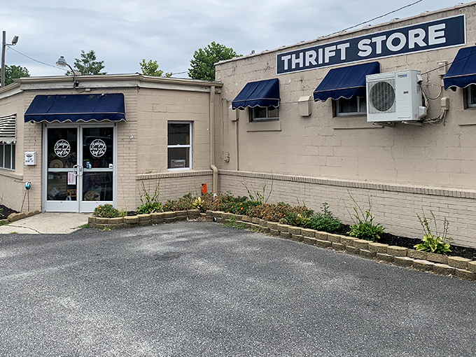 Bridging the Gap's modest exterior belies the treasures within. Never judge a thrift store by its cinder blocks!