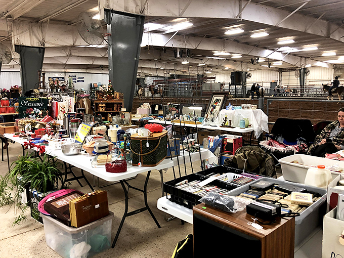 Inside Colonel Dick's, treasures stack up like memories - each table a new chapter in the collector's journey.