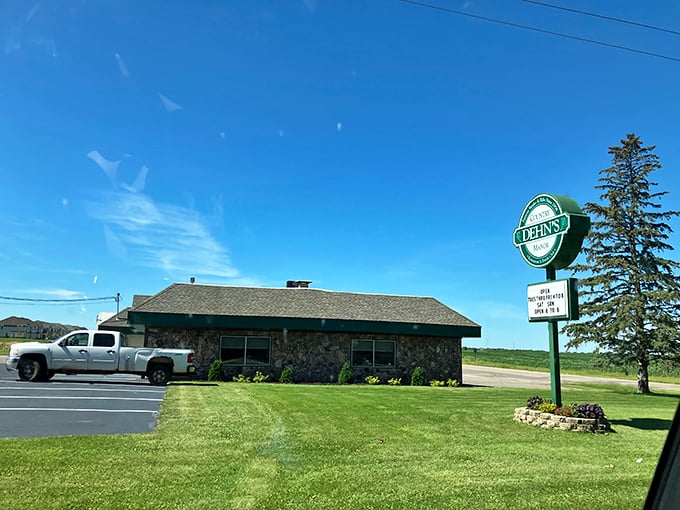 Dehn's Country Manor looks like a cozy stone cottage that happens to serve incredible steaks. In winter, it's even more inviting.
