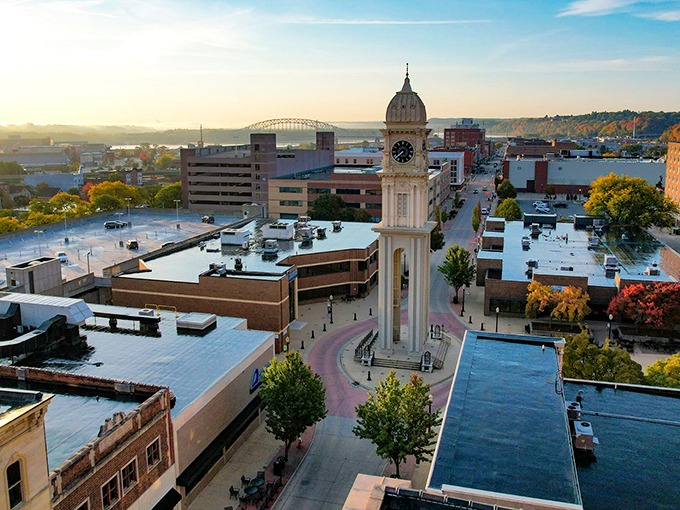 Dubuque's iconic clock tower stands tall over a city where time and money both move at a gentler pace. Affordable living with a view!