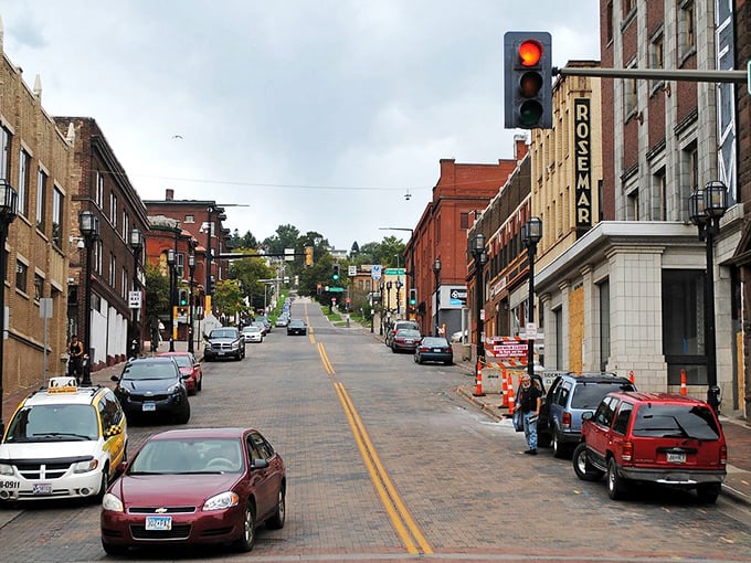Duluth's historic downtown offers Lake Superior views and surprisingly affordable living options just blocks from this scene.