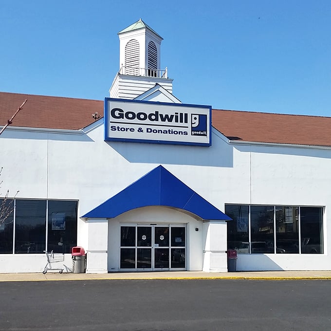 Goodwill's iconic blue and white color scheme is like a beacon for bargain hunters across Wilmington.