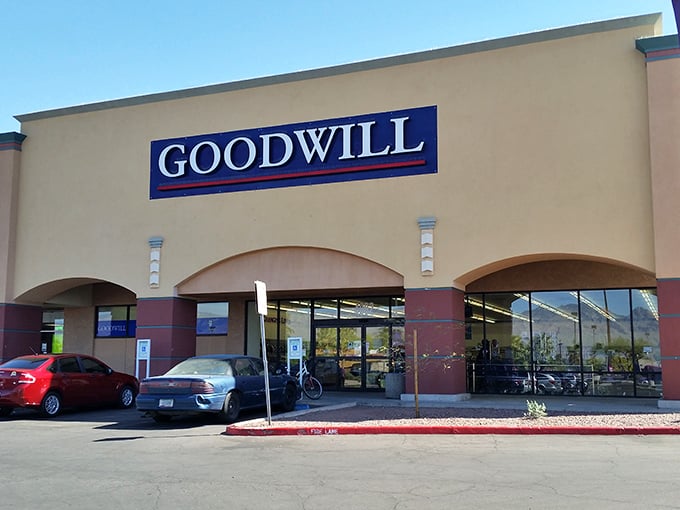 Goodwill's Tucson location stands proudly against the mountain backdrop &ndash; a monument to sustainable shopping.