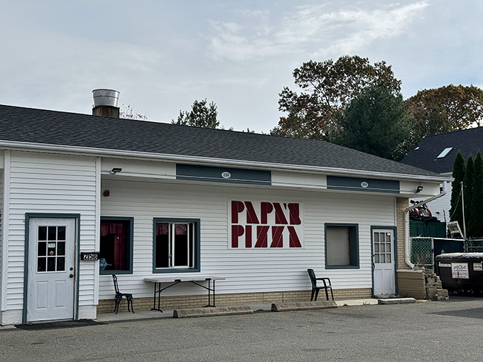 Papa's Pizza: That stark white building with bold red lettering is like a pizza haiku&mdash;simple, direct, and perfectly to the point.