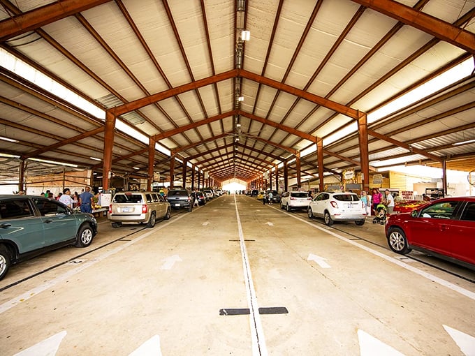 Farm fresh meets flea market fun! Pee Dee State Farmers Market's impressive metal structure houses both produce and treasures.