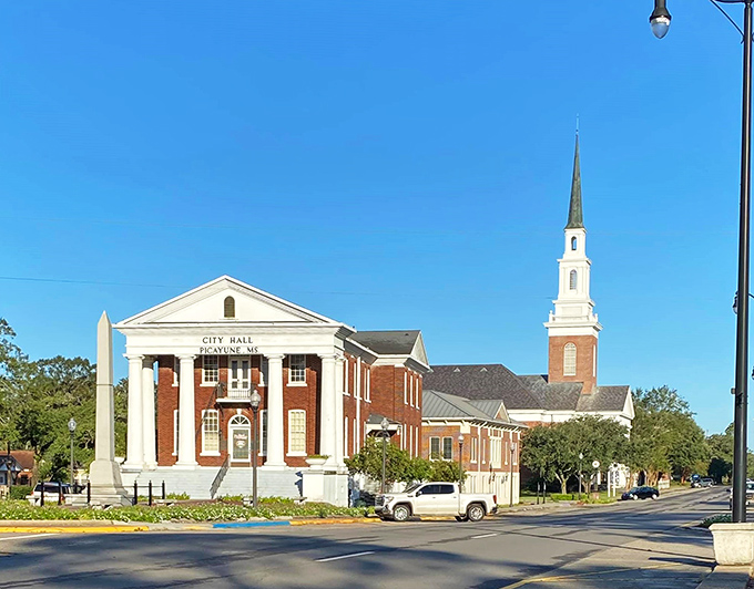 Picayune's City Hall looks like it should be on the cover of "Southern Living" &ndash; stately columns and all!