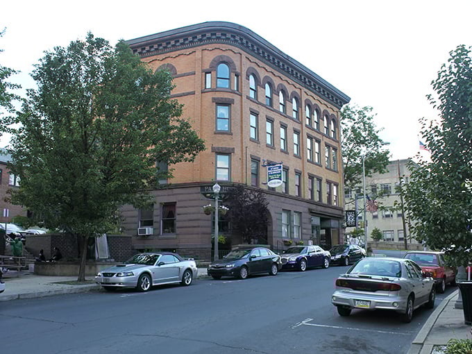 Pottsville's downtown fountain sits quietly, much like the cost of living that doesn't make a splash in your monthly budget.