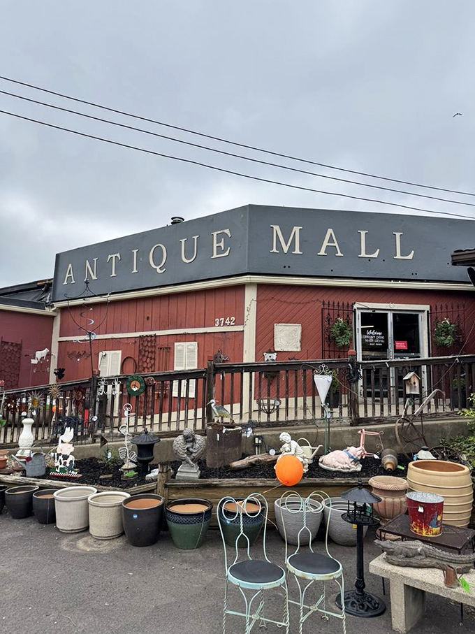 Riverside Centre Antique Mall's coral-colored building stands out like a beacon for vintage lovers.