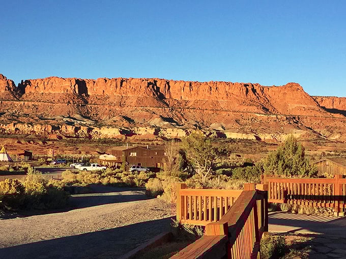 Torrey's vintage buildings and classic cars create a timeless scene. Like stepping into a postcard from America's golden age.