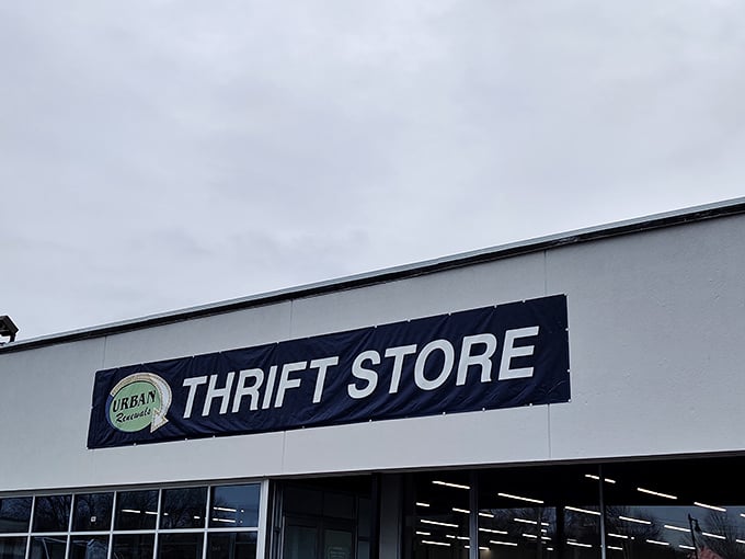 Urban Renewals announces itself with no-nonsense signage &ndash; the thrift equivalent of "just the facts, ma'am."