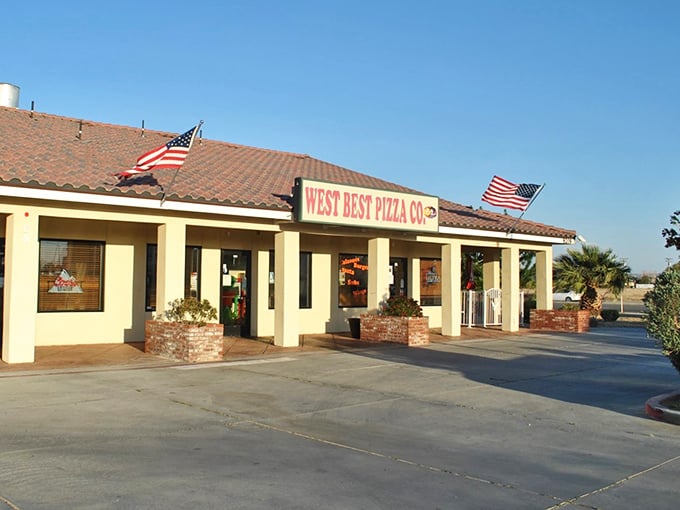 Those American flags aren't just patriotic &ndash; they're waving you in for a slice of hometown pizza that defines community.