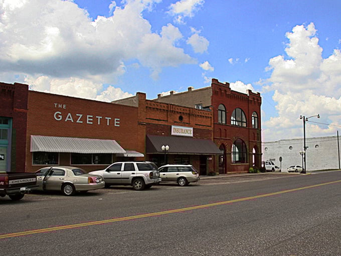 Wynnewood's municipal building stands as a no-nonsense reminder of when civic architecture made a statement.