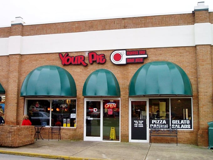 Your Pie's storefront with its green awnings looks as approachable as the build-your-own concept inside. Democracy in pizza form!