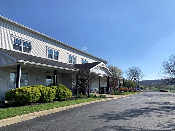 The stately white exterior of Amish Door Restaurant stands in quiet contrast to the flavor explosions happening in its kitchens.