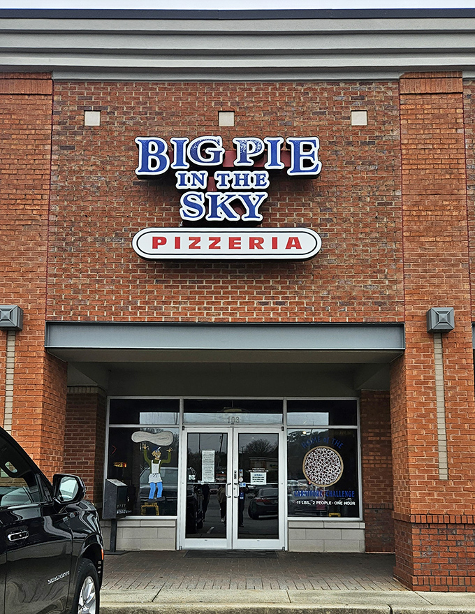 The entrance to pizza paradise! Big Pie in the Sky's doorway is the gateway to portions that will make your eyes&mdash;and stomach&mdash;widen.