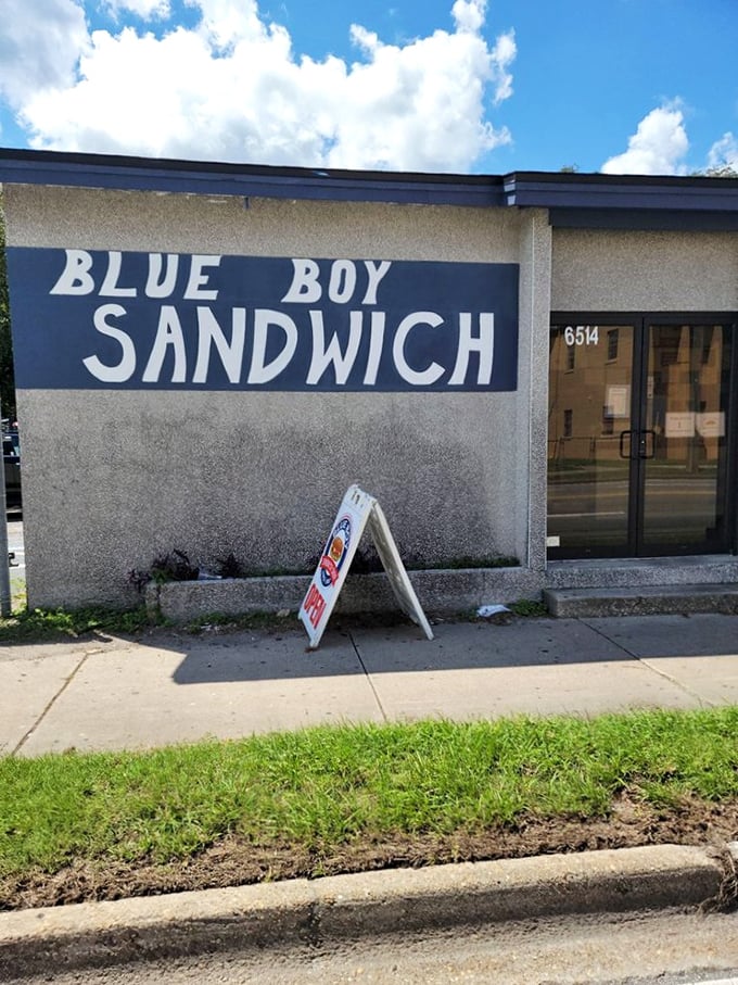 The Blue Boy sign promises simple sandwich perfection &ndash; no filters, no fuss, just honest-to-goodness deliciousness.