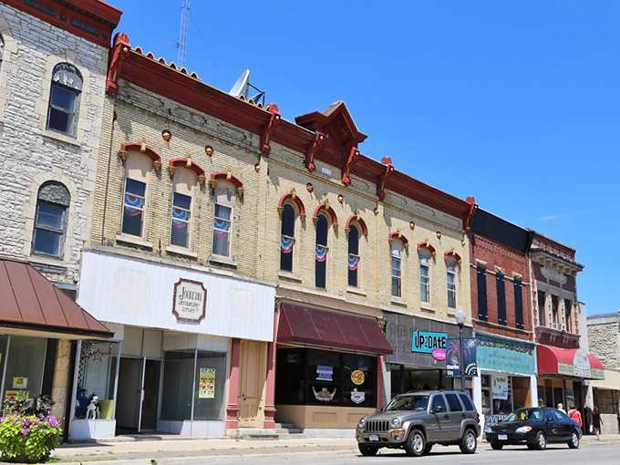 Wide sidewalks and classic storefronts make Charles City's downtown both picturesque and practical for budget-conscious retirees.