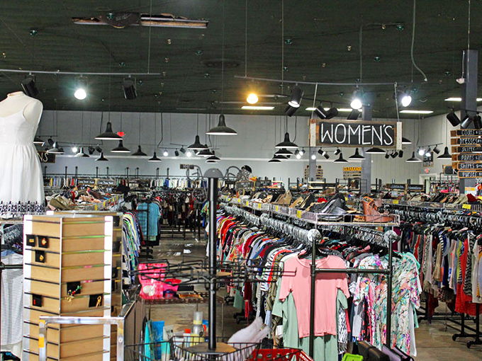 Inside this fashion forest, color-coded racks create a rainbow road to style salvation without the typical retail crucifixion.