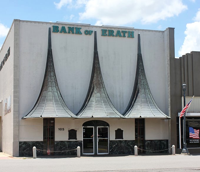 Main Street Erath maintains its small-town charm, where American flags wave proudly above streets named for local heroes.