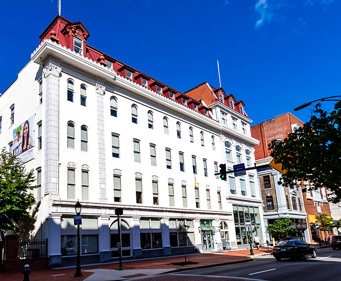 Classic architecture meets budget-friendly living in Hagerstown, where your Social Security check stretches further beneath that bright blue Maryland sky.