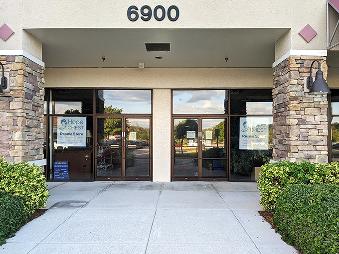 The entrance says "upscale shopping experience" while the prices whisper "incredible bargain" &ndash; the perfect combination!