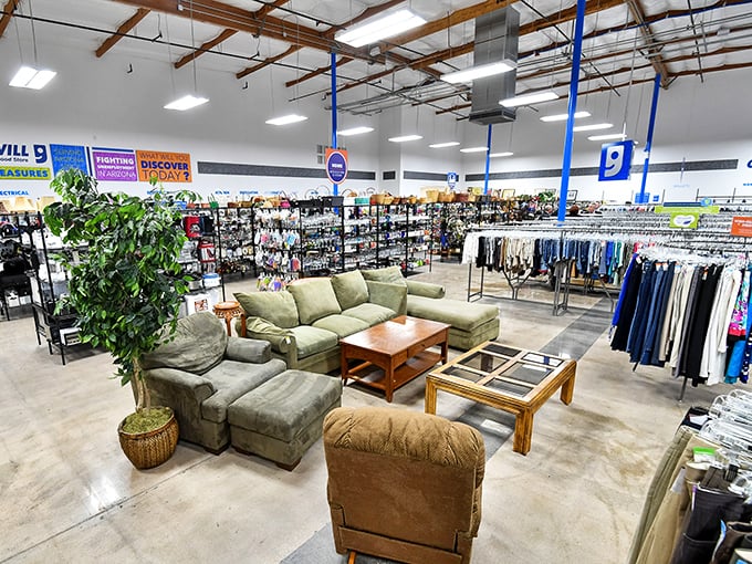 Living room dreams come true at Goodwill. That green sectional has stories to tell and is ready for yours to begin.