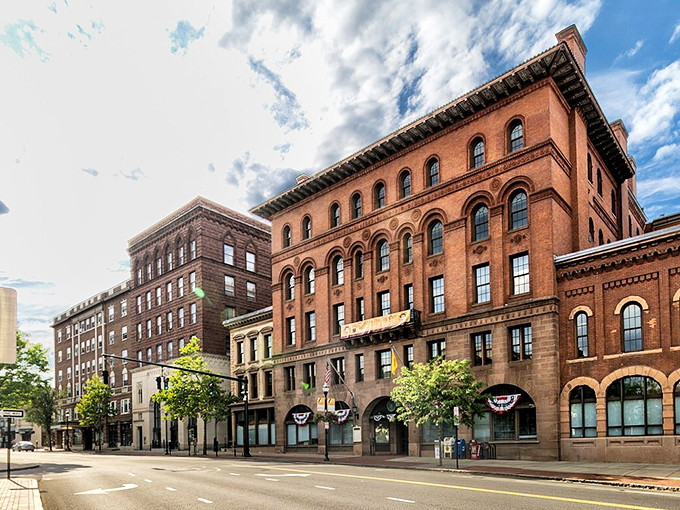 Historic buildings line New Britain's main thoroughfare, housing local shops and restaurants in this affordable coastal community.