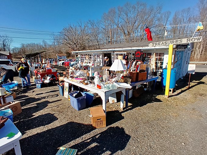 "Treasures Row" delivers on its promise with outdoor displays that make yard sales look like amateur hour.