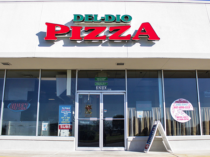 Classic pizzeria vibes radiate from Del-Dio's storefront&mdash;promising the kind of no-nonsense slices that built America's pizza reputation.