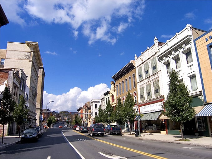 The brick church spires of Pottsville reach skyward, while housing prices remain delightfully down-to-earth for retirees.