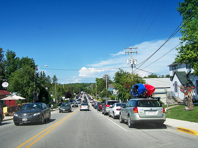 Sister Bay's downtown intersection has that perfect "where should we get ice cream after shopping?" small-town summer vibe.