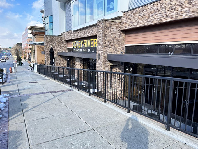 Modern elegance meets primal satisfaction at Stoney River. That outdoor seating area has witnessed countless "mmm" moments.