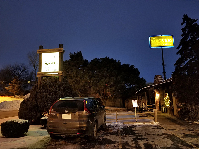 As evening falls, this unassuming building transforms into a beacon of hope for those seeking beef perfection in Omaha.