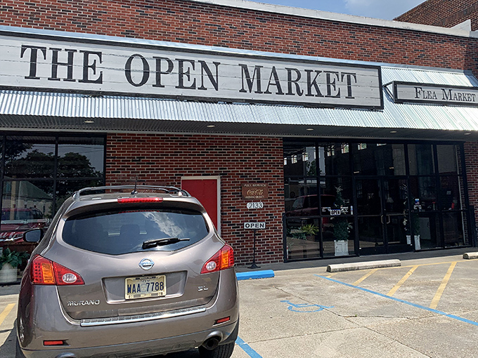 That classic Coca-Cola sign hints at the nostalgic treasures waiting inside this brick building&mdash;a time capsule disguised as a market.