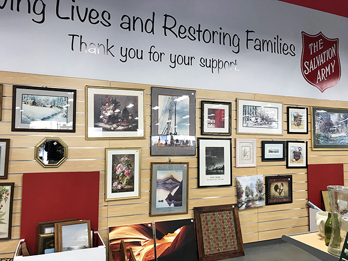 A gallery wall that would make any home decorator swoon! The Salvation Army's art collection offers framed treasures at fraction-of-gallery prices.