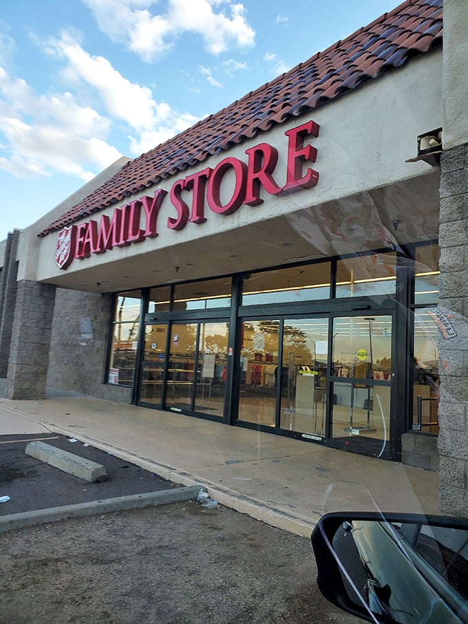 The Salvation Army's familiar shield logo promises both bargains inside and the knowledge that your purchases support vital community services.